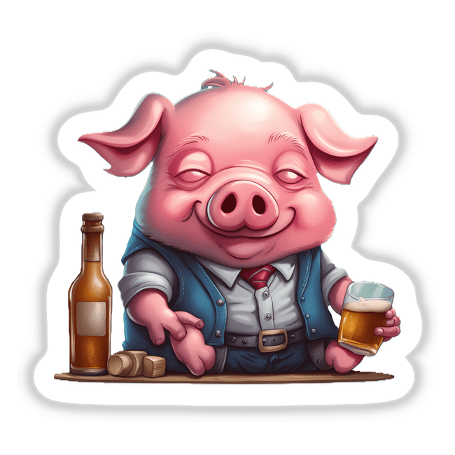 Adorable Drunk Pig Stickers | PanzeeArt – Decal Venue