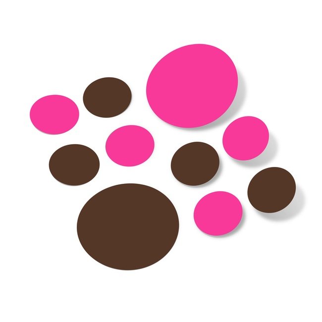 Hot Pink / Chocolate Brown Polka Dot Circles Wall Decals | Polka Dot ...