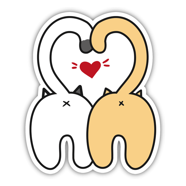 Adorable Cat Heart And Tails Stickers Decal Venue