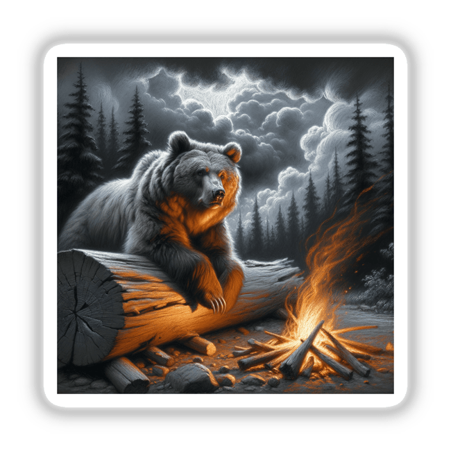 Bear on Log Art Stickers - Decal Venue