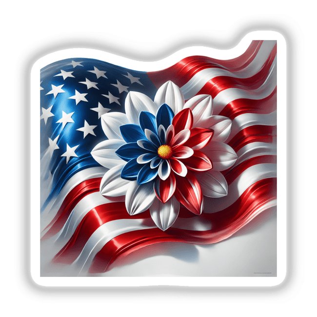 Patriotic Flower American Flag Stickers | Decal Venue