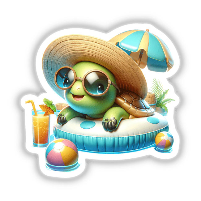 Cute Turtle Pool Float Art by Decal Venue
