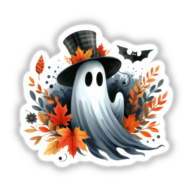 Fall Top Hat Ghost Sticker - Decal Venue