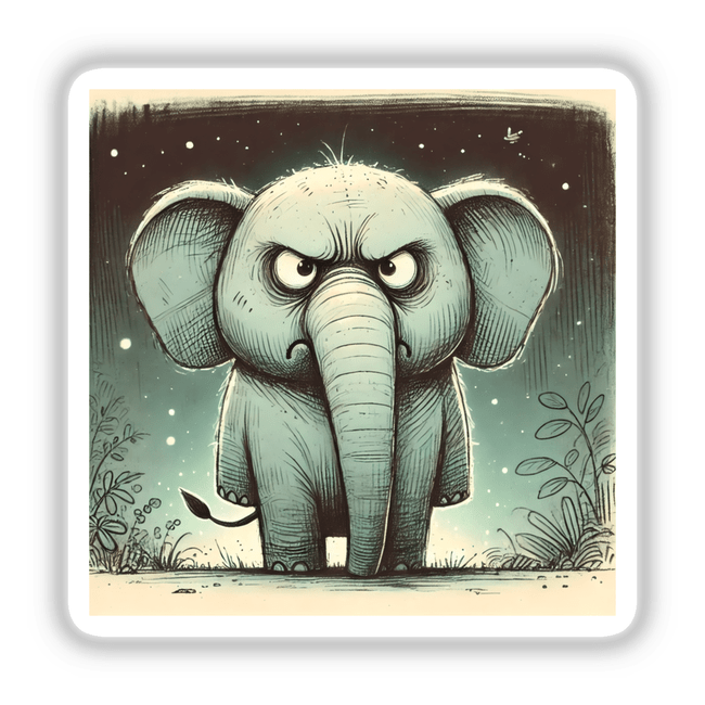 Grumpy Elephant Stickers or Digital Art | Decal Venue