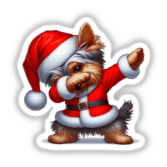Dabbing Yorkie Santa Stickers or Digital Art - Decal Venue