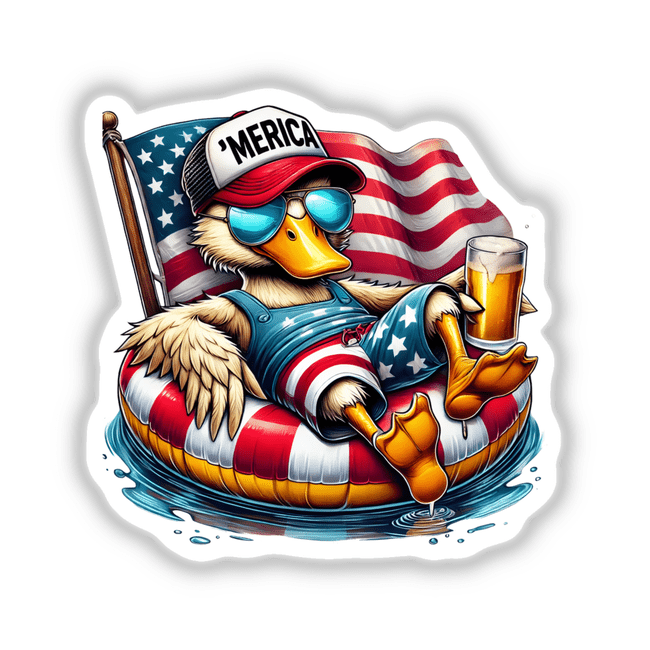 Duck American Flag Float Stickers | Decal Venue