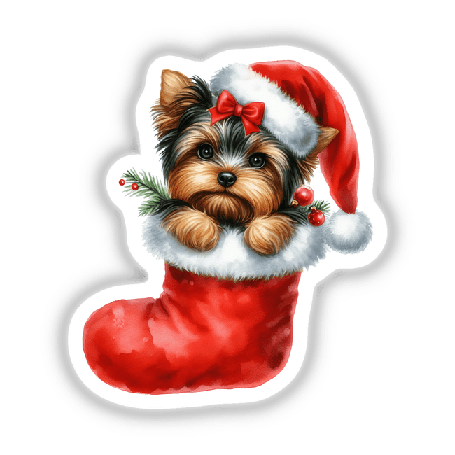 Yorkie Santa Christmas Art - Decal Venue