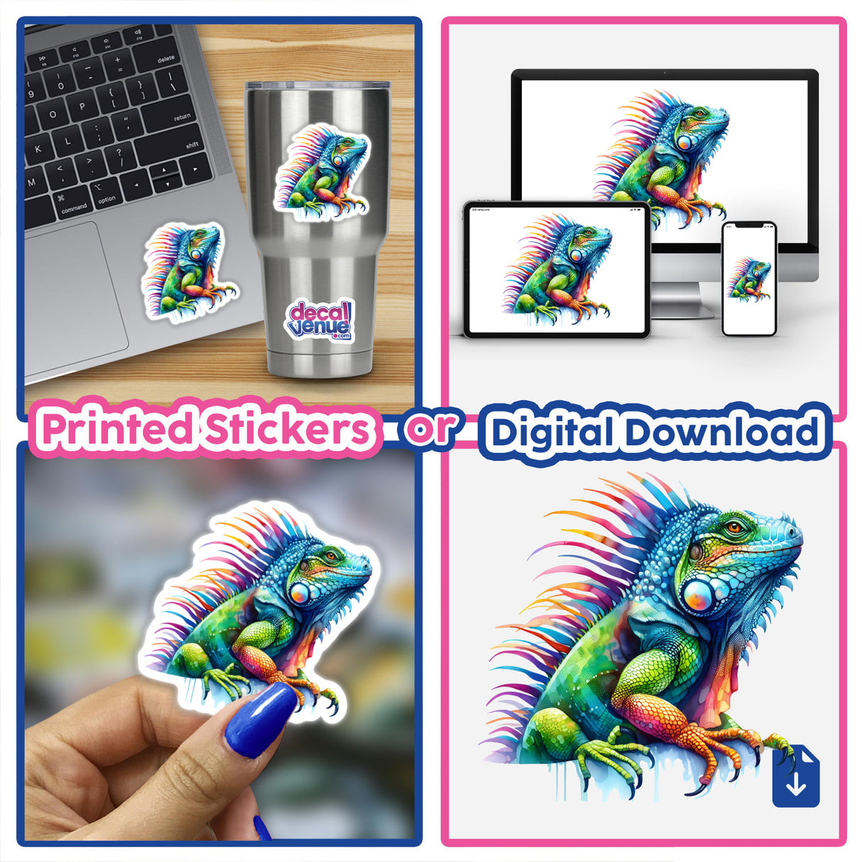 Watercolor Iguana Stickers & Printables | Ella Designz – Decal Venue