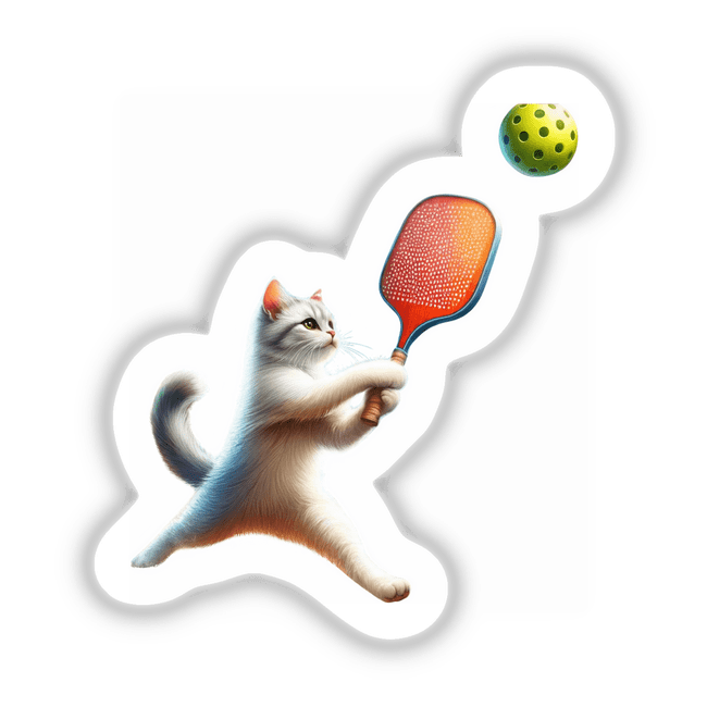 Cat Playing Pickleball Art - Decal Venue