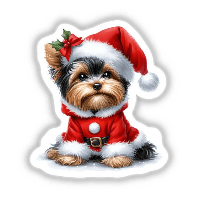 Yorkie Santa Outfit Stickers & Art - Decal Venue
