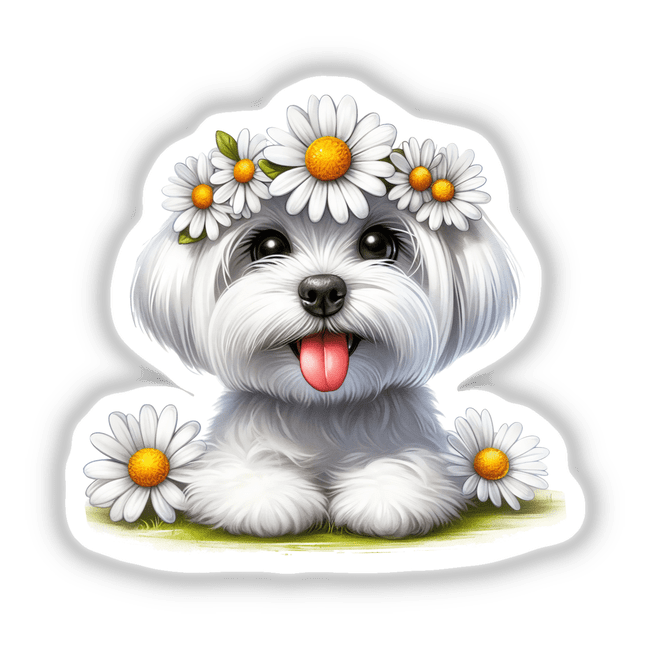 Covered in Daisies Maltese Dog Sticker Pack | Decal Venue