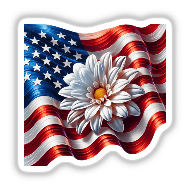 American Flag with Flower Patriotic | Decal Venue
