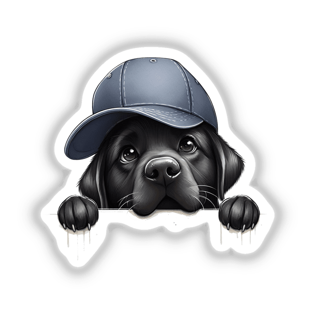 Peeking Black Lab w/Baseball Cap | Decal Venue