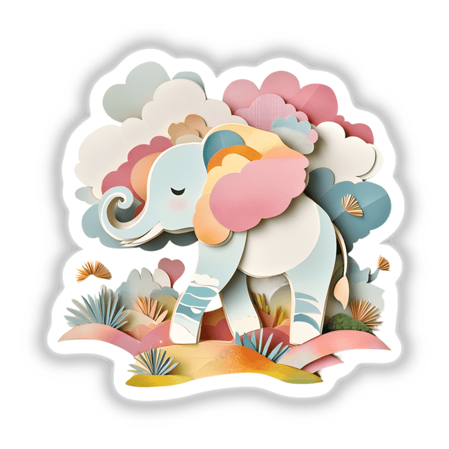 Elephant Paper Collage Art by Decal Venue