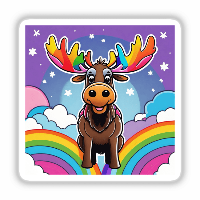Colorful Rainbow Moose Stickers | Decal Venue