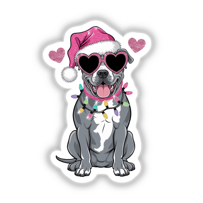 Christmas Santa Pink Pitbull Bully Dog in Lights – Decal Venue
