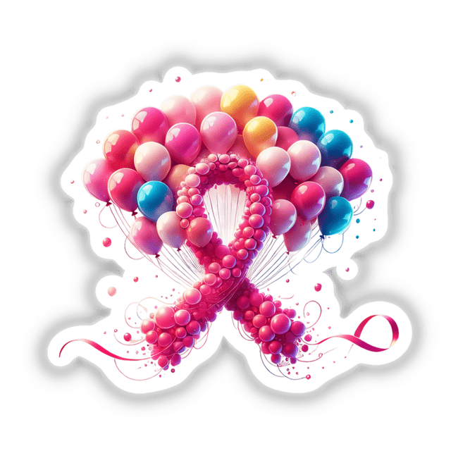 Pink Ribbon Balloons Stickers or Digital Art | Decal Venue
