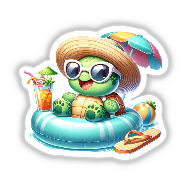 Happy Turtle Pool Float Art by DecalVenue – Decal Venue