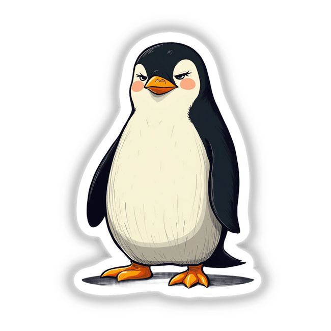 Grumpy Standing Penguin Stickers or Art | Decal Venue