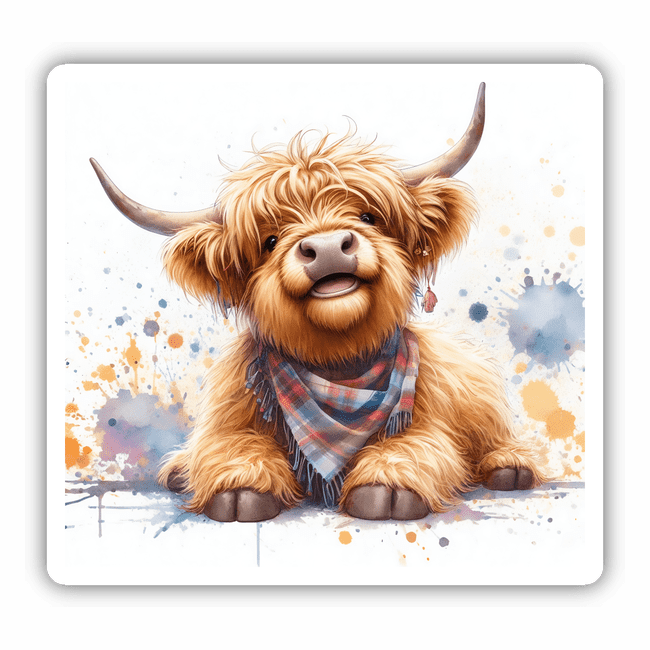 Bandana Highland Cow Watercolor Splatter | Ella Designz – Decal Venue