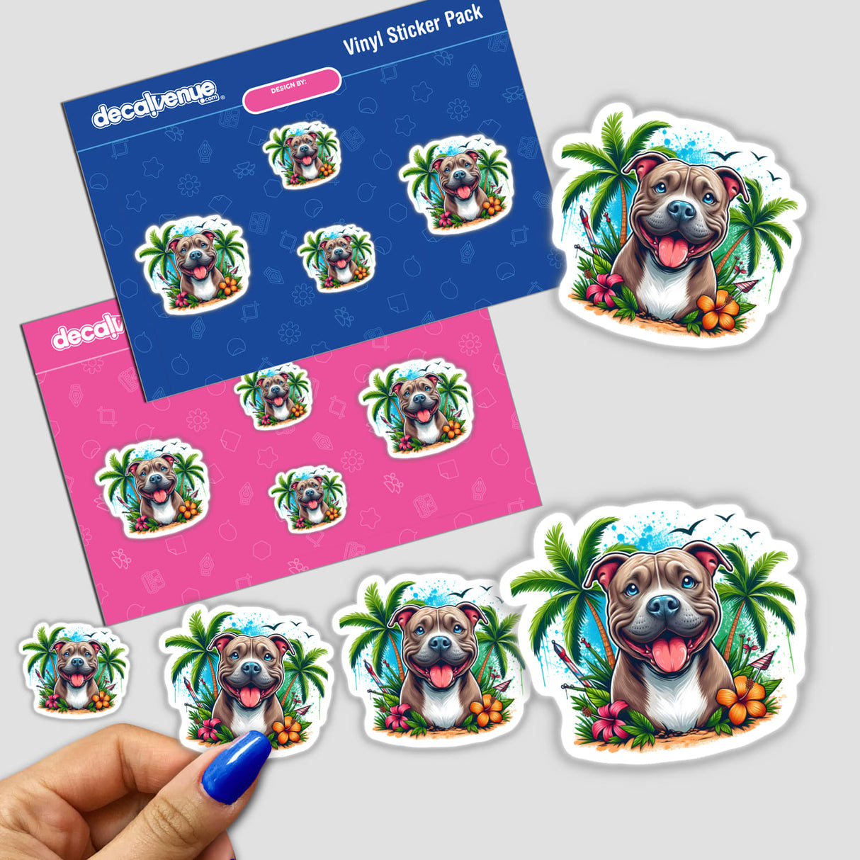 Pitbull Dog Beach Art Stickers - Decal Venue