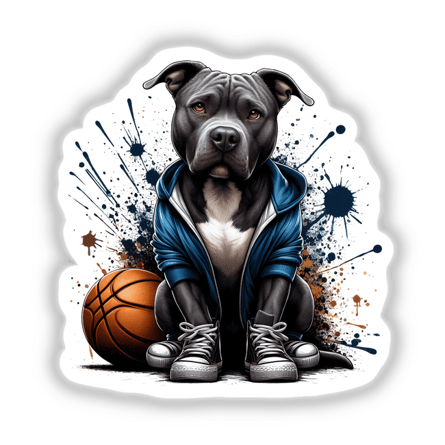 Pitbull Dog Basketball Stickers or Art - Decal Venue