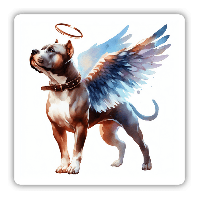 Watercolor Pitbull Dog Angel w/Wings | Decal Venue