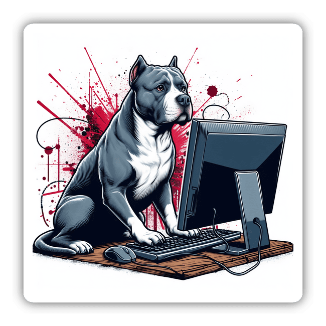 Pitbull Dog Computer Art Sticker & Print – Decal Venue