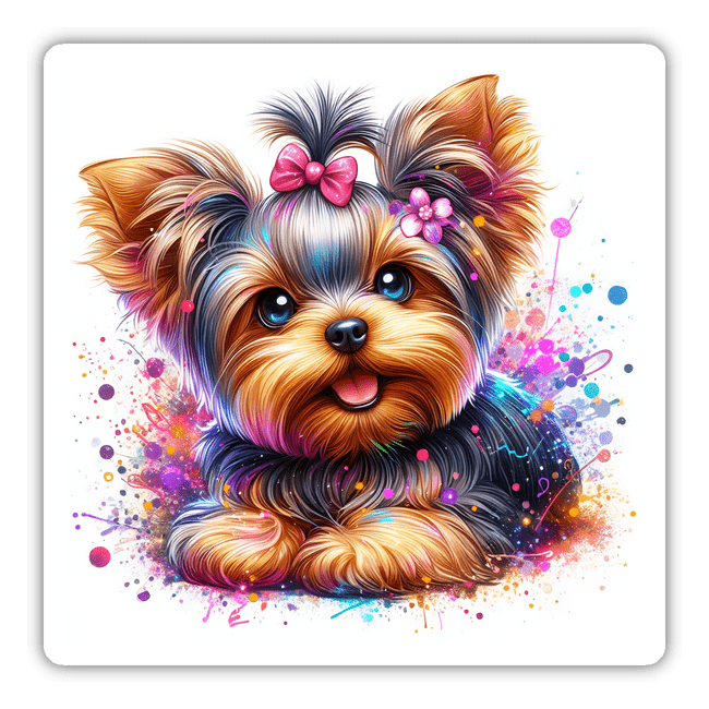 Colorful Splatter Yorkie Decals | Ella Designz – Decal Venue