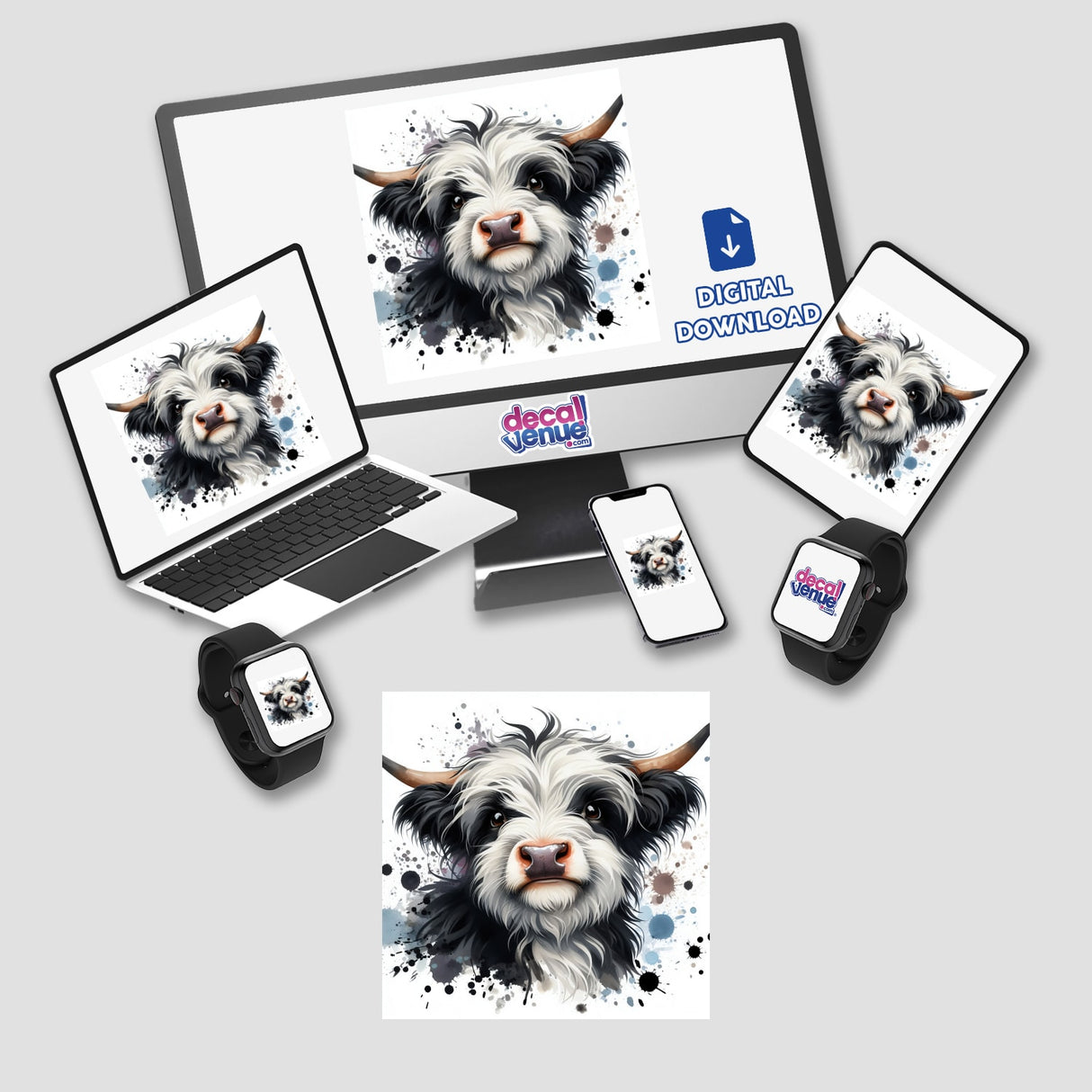 Highland Cow Splatter Stickers | Ella Designz – Decal Venue Highland Cow Splatter Stickers | Ella Designz – Decal Venue