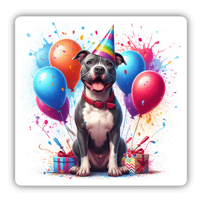 Happy Birthday Pitbull Dog Sticker Pack | Decal Venue