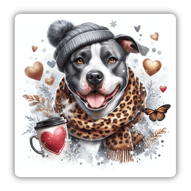 Watercolor Pitbull Dog Leopard & Coffee Stickers | Decal Venue