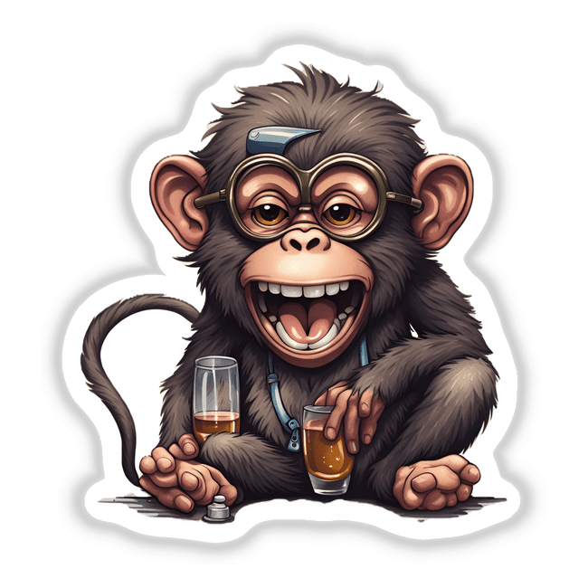 Fun Drinking Chimp Stickers | PanzeeArt – Decal Venue