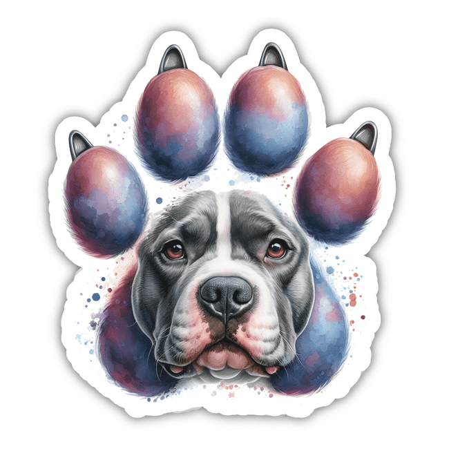 Pastel Watercolor Pitbull Dog Face Pawprint | Decal Venue