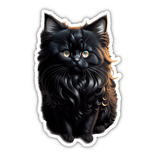 Fluffy Black Cat Stickers | PanzeeArt – Decal Venue